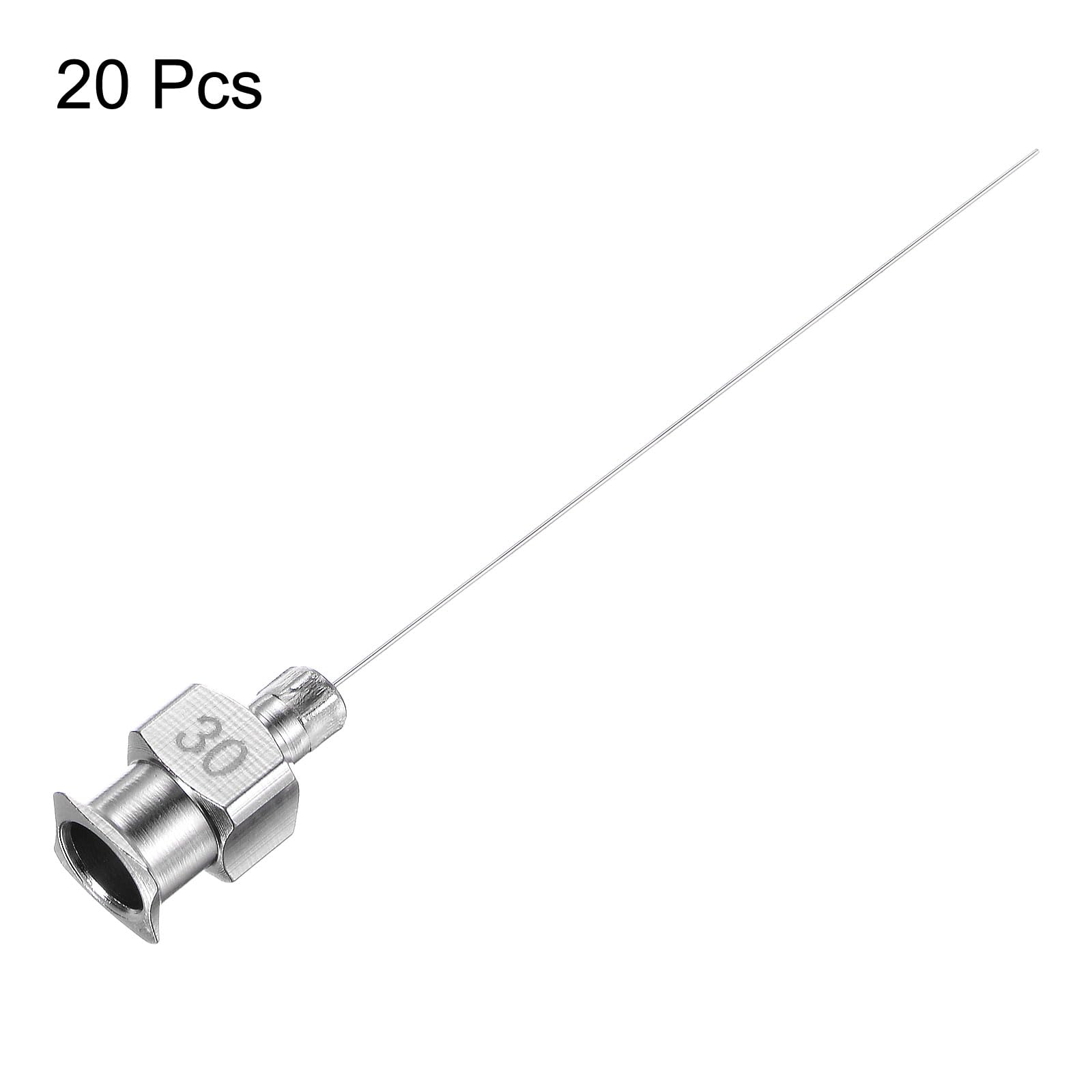 HARFINGTON 20pcs 30Gauge Stainless Steel Dispensing Needles, 1-1/2" All Metal Glue Needle Tube Blunt Tips Luer Lock for Thick Liquids, Ink, Glue, Lab Use