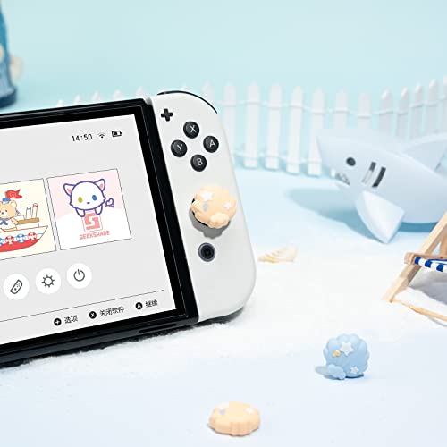 GeekShare Cute Silicone Joycon Thumb Grip Caps, Joystick Cover Compatible with Nintendo Switch/OLED/Switch Lite,4PCS - Seashell