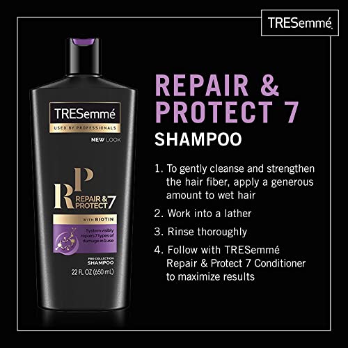 TRESemme Shampoo and Conditioner Set, Repair & Protect 7 with Biotin, Visibly Repairs 7 Types of Styling Damage and Strengthens Hair, 22 Fl Oz each