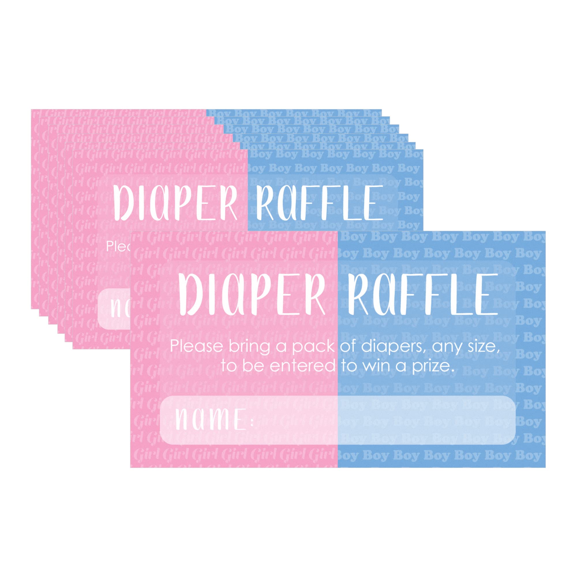 DISTINCTIVS Baby Gender Reveal Diaper Raffle Tickets - Invitation Inserts - 50 Cards