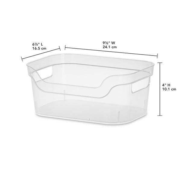 Tribello Open Clear Storage Bins, Closet Shelf Organizer Bins, Small, 9” X 6” X 4”, Pack of 4 - Made In USA