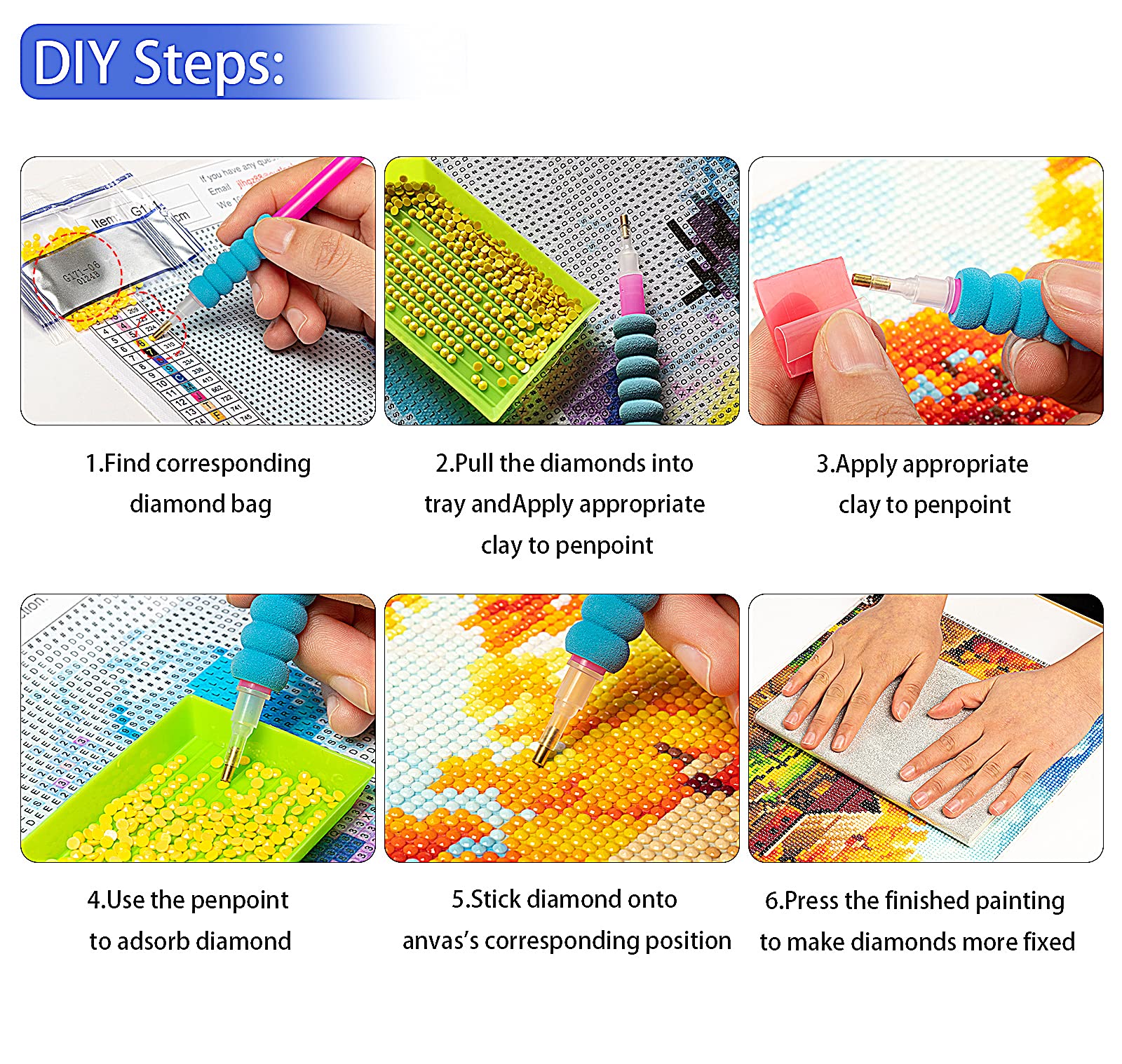 cupmod 5D Diamond Painting Kits for Adults, Round Drill Sun and Moon Night Scene Tree, 4 Pack Diamond Art Kits for Adults Kids Beginner Suitable for Home Decoration 11.8 X 11.8 Inches