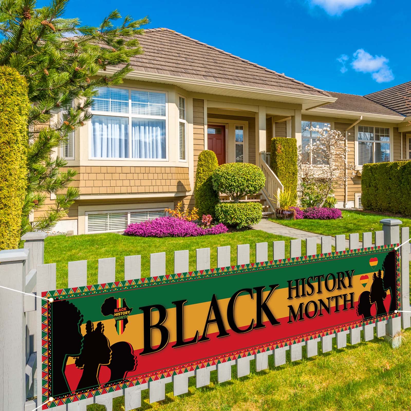 Happy Black History Month Banner for Fence African American Decoration Yard Garage Black Red Yellow Party Decorations Black Girl Holiday Deocr and Supplies