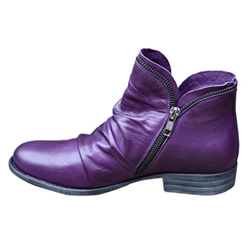 Elastic Chunky Block High Heel Womens Pointed Toe Ankle Booties Casual Shoes Women's Womens Boots Size 11.5 Purple