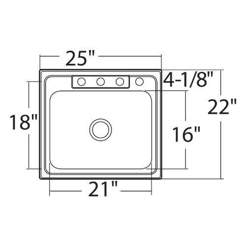 Moen G181954 1800 Series 18 Gauge Single Bowl Drop In Sink, Stainless Steel