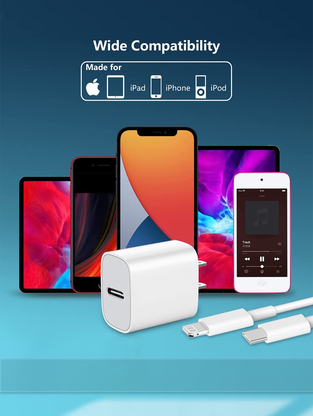 Fast Charger for iPhone, GKW 20W Block with USB-C to Lightning Cable 6FT MFi-Certified Compatible with iPhone 14 Pro Max /13/12/11/XS Max/XR/X/8/7 Plus/Air Pods/iPad,2Pack