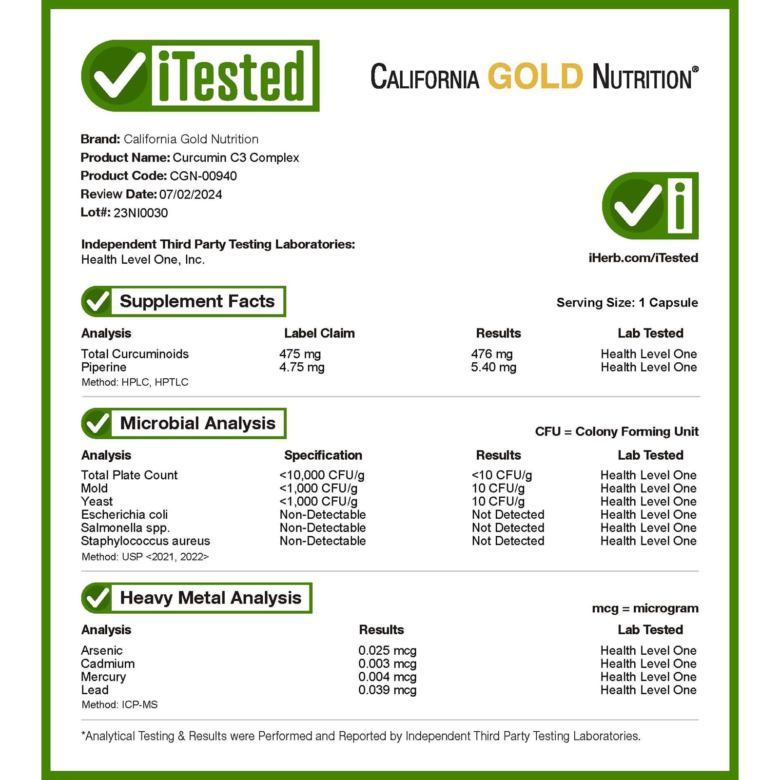 Curcumin C3 Complex from Turmeric Root with Bioperine Black Pepper Extract for High Absorption, 95% Curcuminoids, 500 mg, 120 Veggie Capsules, 3rd Party Test