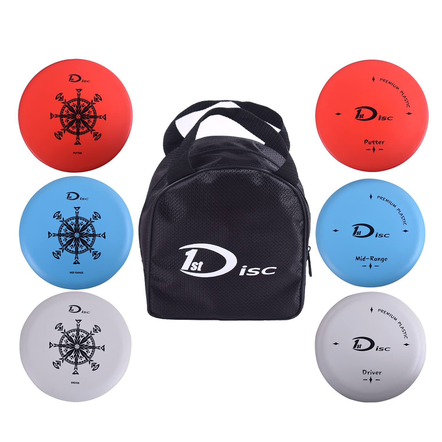Disc Golf Starter Set-2 PCS Putter, 2 PCS Mid-Range, 2 PCS Driver with Bag