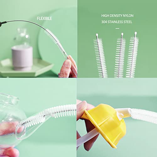 Water Bottle Cleaner Brush Set, Meritpick 3 in 1 Multipurpose Bottle Gap Cleaner Brush & Long Handle Silicone Bottle Brush & Straw Cleaner Brush for All Water Bottle, Baby Bottles (Green)