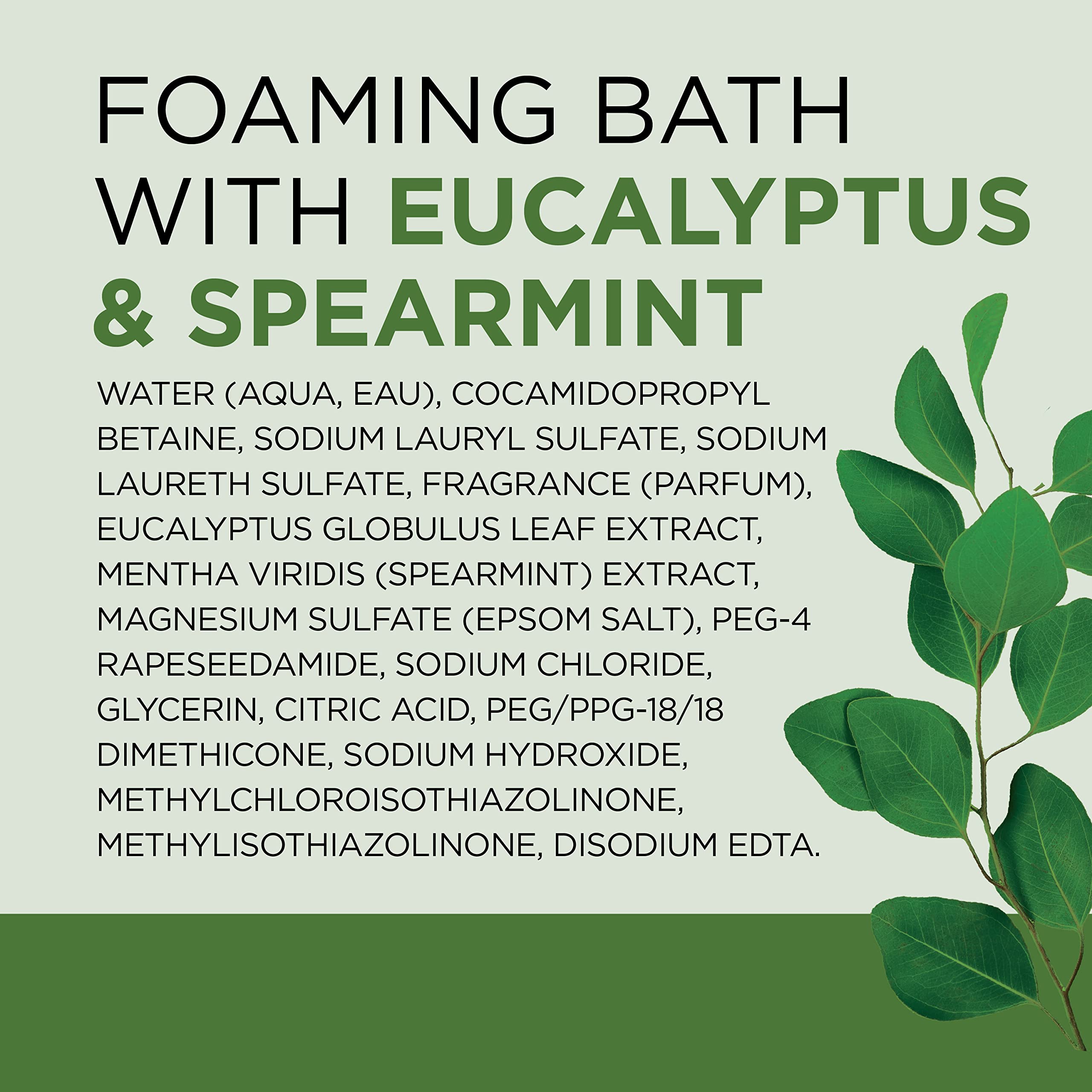 Dr Teal's Foaming Bath with Pure Epsom Salt, Relax & Relief with Eucalyptus & Spearmint, 62.5 fl oz (Packaging May Vary)