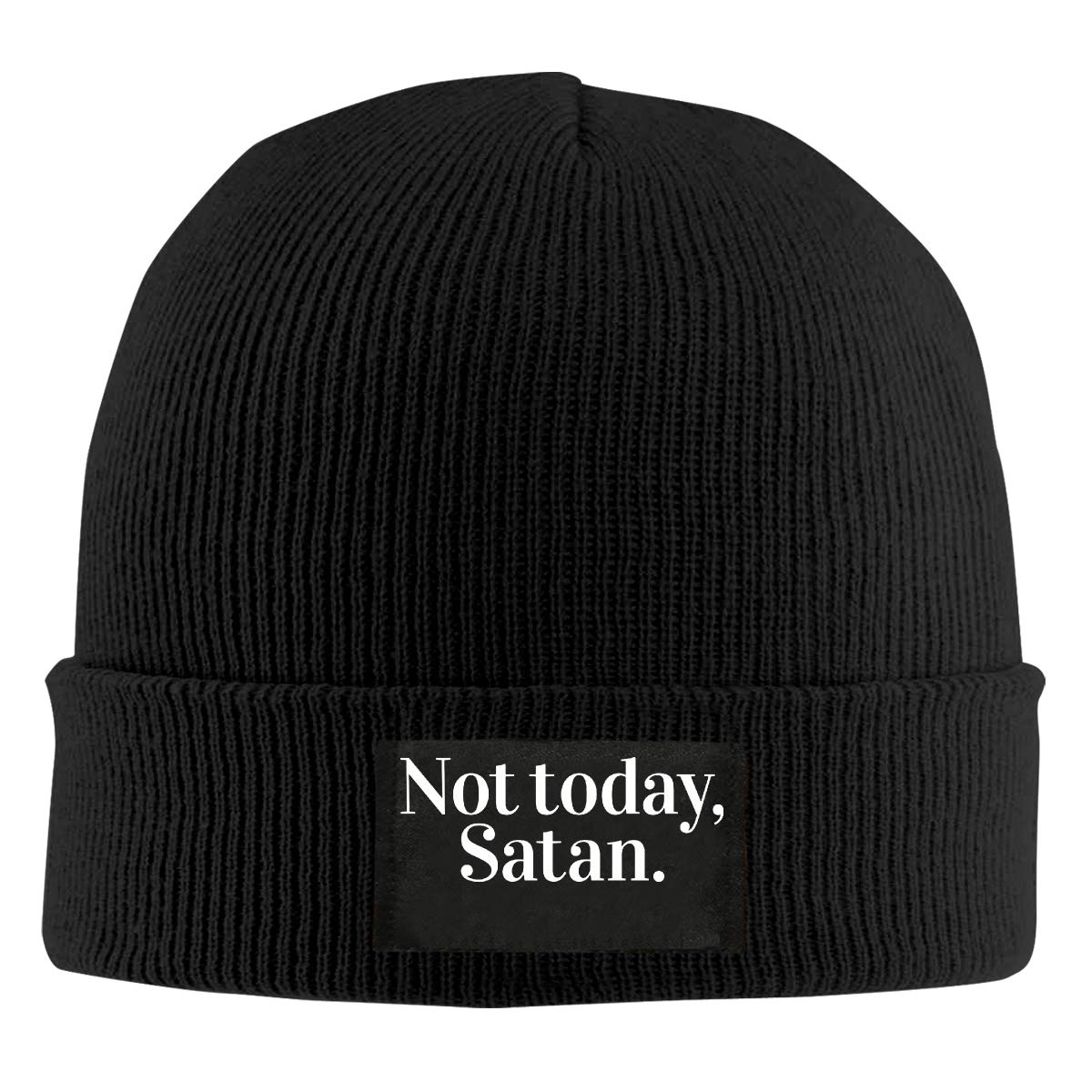 Decopik Men's Not Today Satan Patch Cuff Short Beanie Knit Hat Skull Cap