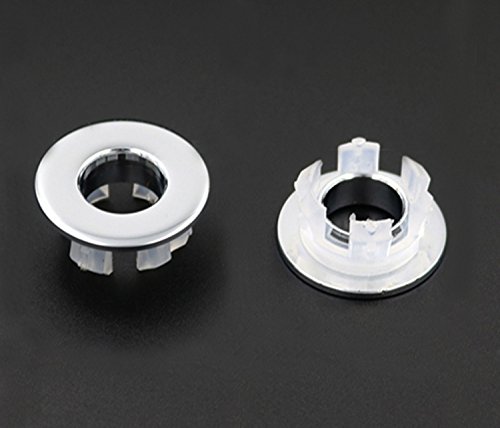 Homdipoo Ceramic Bathroom Vessel Vanity Sink Art Basin Sink Basin Trim Overflow Cover Brass Insert in Hole Round Caps Chrome 2 Pack