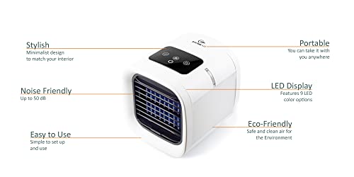 DivineAir Mini Portable Air Conditioner for Desk, Bedroom, Office, RV or Camper, Compact, Plug-In Personal Cooling Unit with White