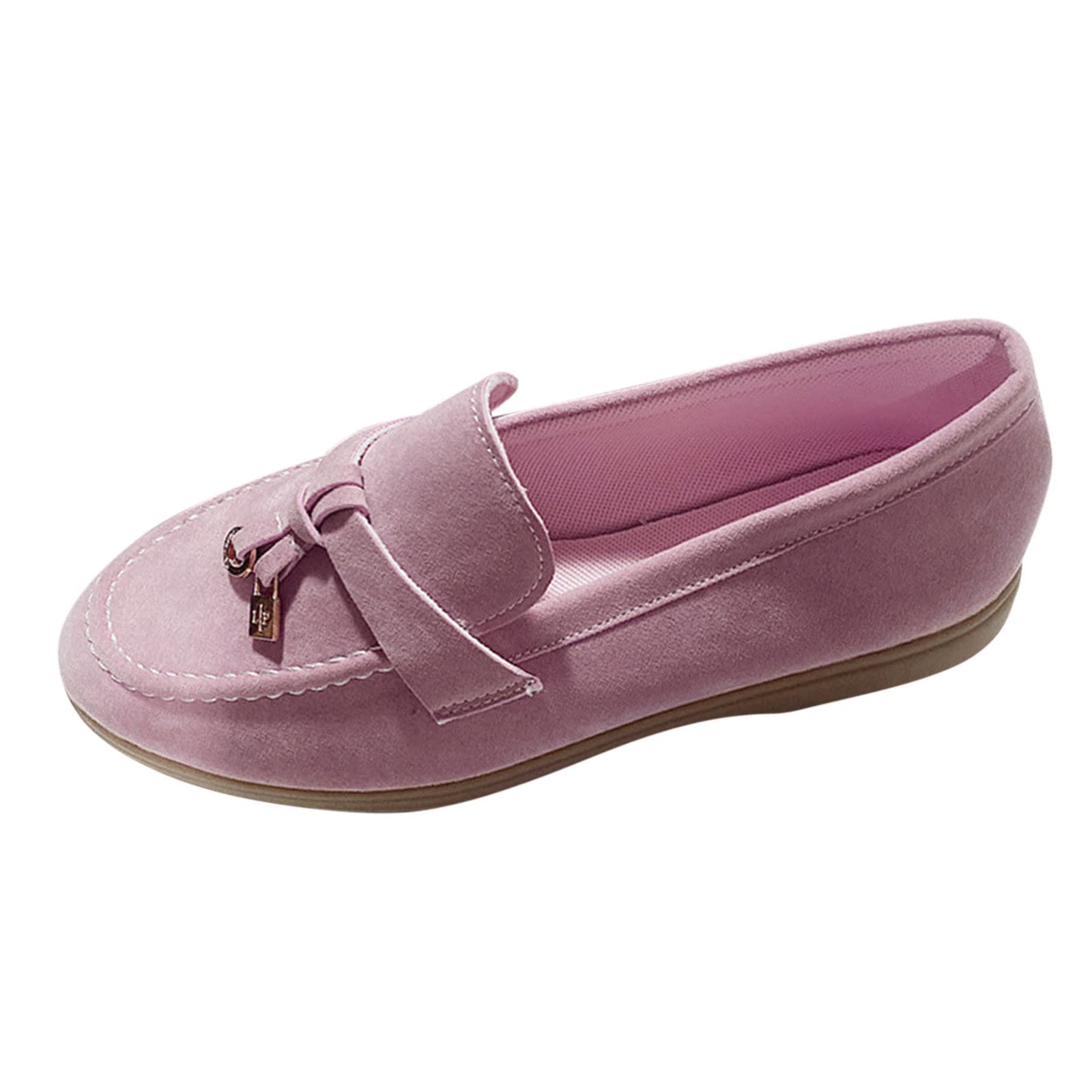 Fashion All Seasons Women Casual Shoes Flat Bottom Round Toe Soft Lightweight Solid Color Suede Comfortable Tan Water