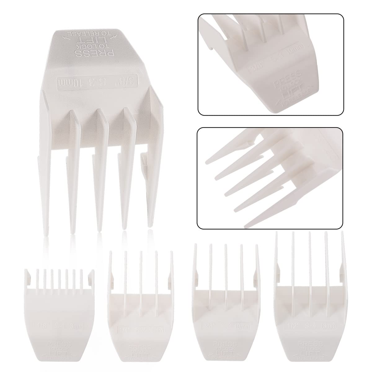Professional Peanut Clipper Guards for Wahl Peanut β From 1/8 Inch to 1/2 Inch, Fits for Wahl Peanut, White-4PCS