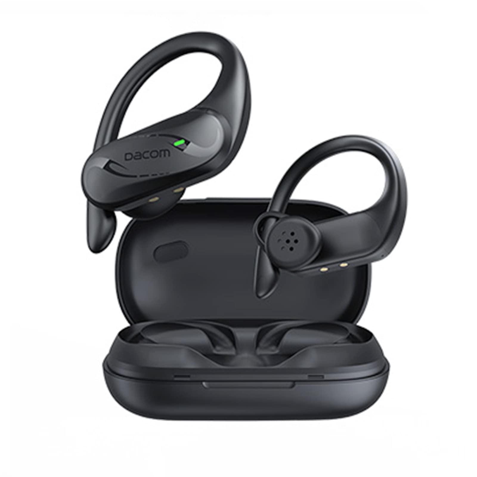 iqua Bone Conduction Headphones Waterproof Bluetooth 5.3 Sport Headphones,True Wireless Earbuds with Earhooks,Bone Conduction Earbuds with Mic Half Open Ear Headphone for Running Cycling (B-Black)
