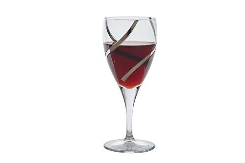 Glazze Crystal VNG-080-PL Red Wine Glasses Set | Hand-Cut with an Interwoven 24K Platinum Detailing Throughout | Stunning Stemware Designed to Perfection | Set of 6, 8.5" Tall 10 oz capacity