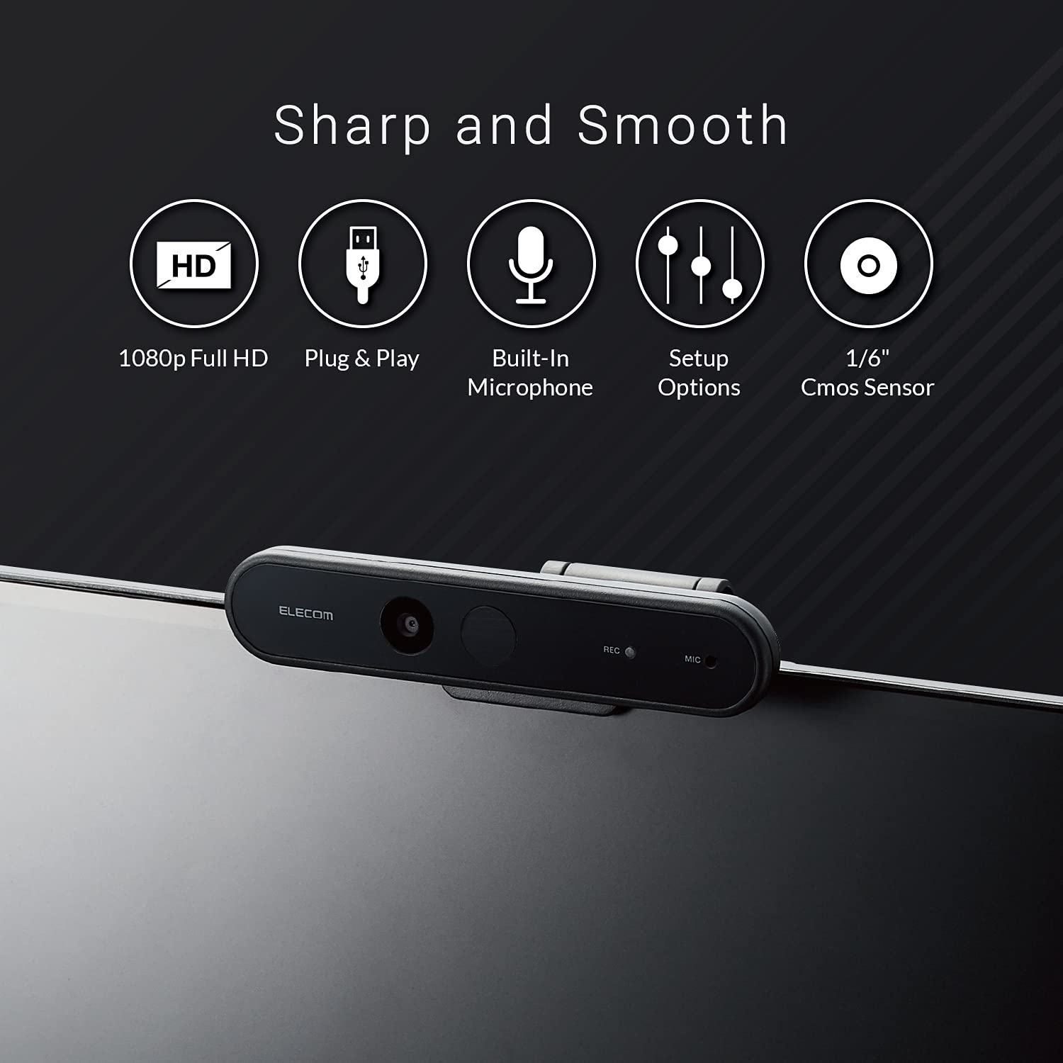 ELECOM Facial Recognition Webcam, Windows Hello Full HD 1080P 30FPS, Streaming, Compatible with Windows 11, Windows 10, Easy Login for Desktop & Laptop (UCAM-CF20FBBK)