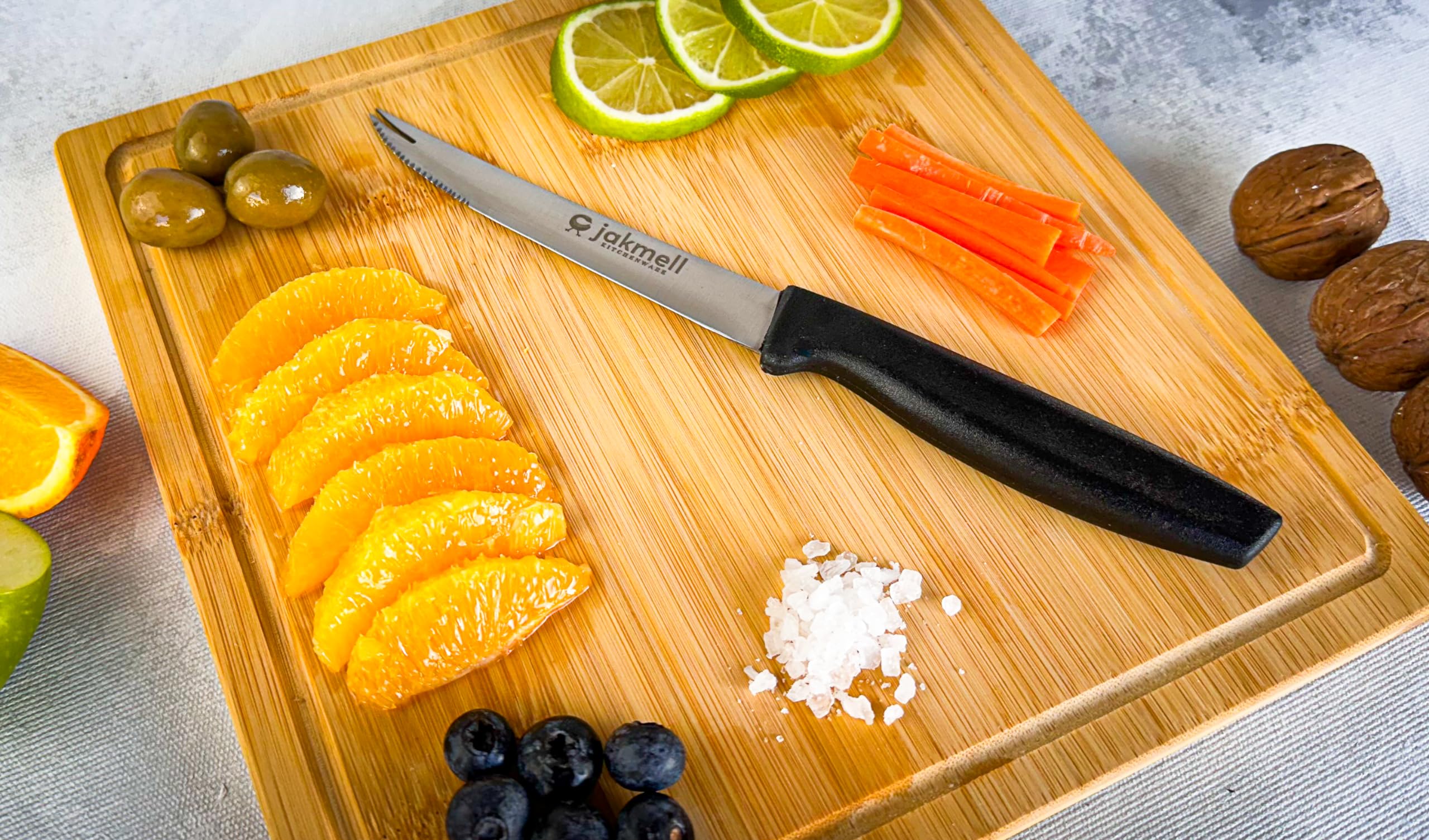 Jakmell Kitchenware 4.5-inch Garnishing Knife, Cocktail Knife with Ergonomic Handle, Bartender Knife for Carving and Garnishing, Fruit Decorator Knife Ideal for Garnishing