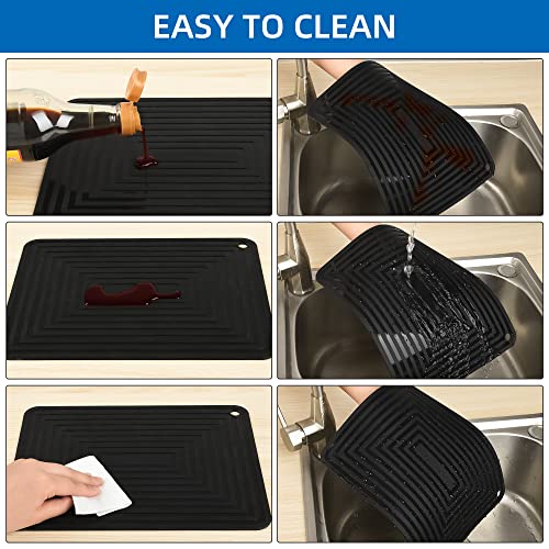 IFFMYJB Silicone Trivet Mats for Hot Pots & Pans Hot Dishes, Silicone Pot Holders, Hot Pads for Kitchen, Multipurpose Heat Resistant Mat for Silicone Hot Pads, Trivet Mat 2 Set Black