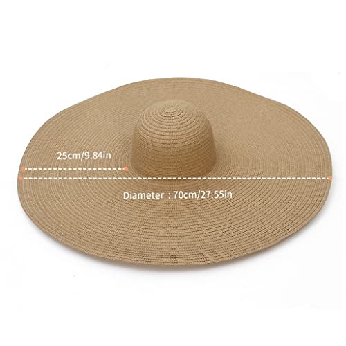 EODNSOFN Oversized Straw Hat for Women Wide Brim Summer Sun Hat Packable Large Paper Beach Hat (Color : F, Size : 56-58cm)