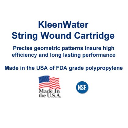 KleenWater 4.5 x 10 Inch String Wound Water Filter Cartridges, 20 Micron, Compatible with Aqua-Pure AP814, Pentek WP5BB97P, Made in the USA