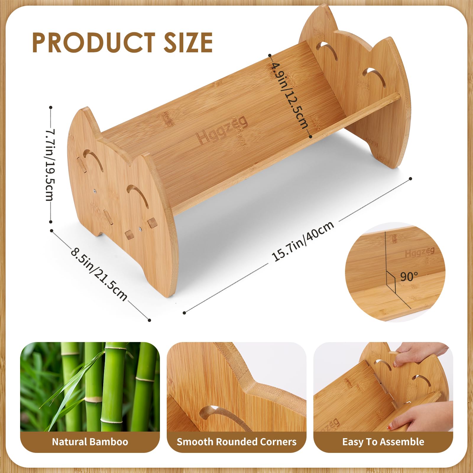 Hggzeg Bamboo Children Bookcase Small Desktop Kids Bookshelf Storage Display Rack, Simple Book Organiser for Children's Room