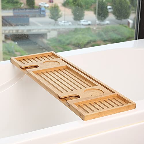 IRDFWH Wooden Bath Tray Bathroom Shelves Apply for Pad/Book/Tablet Home Bathrooms Accessories