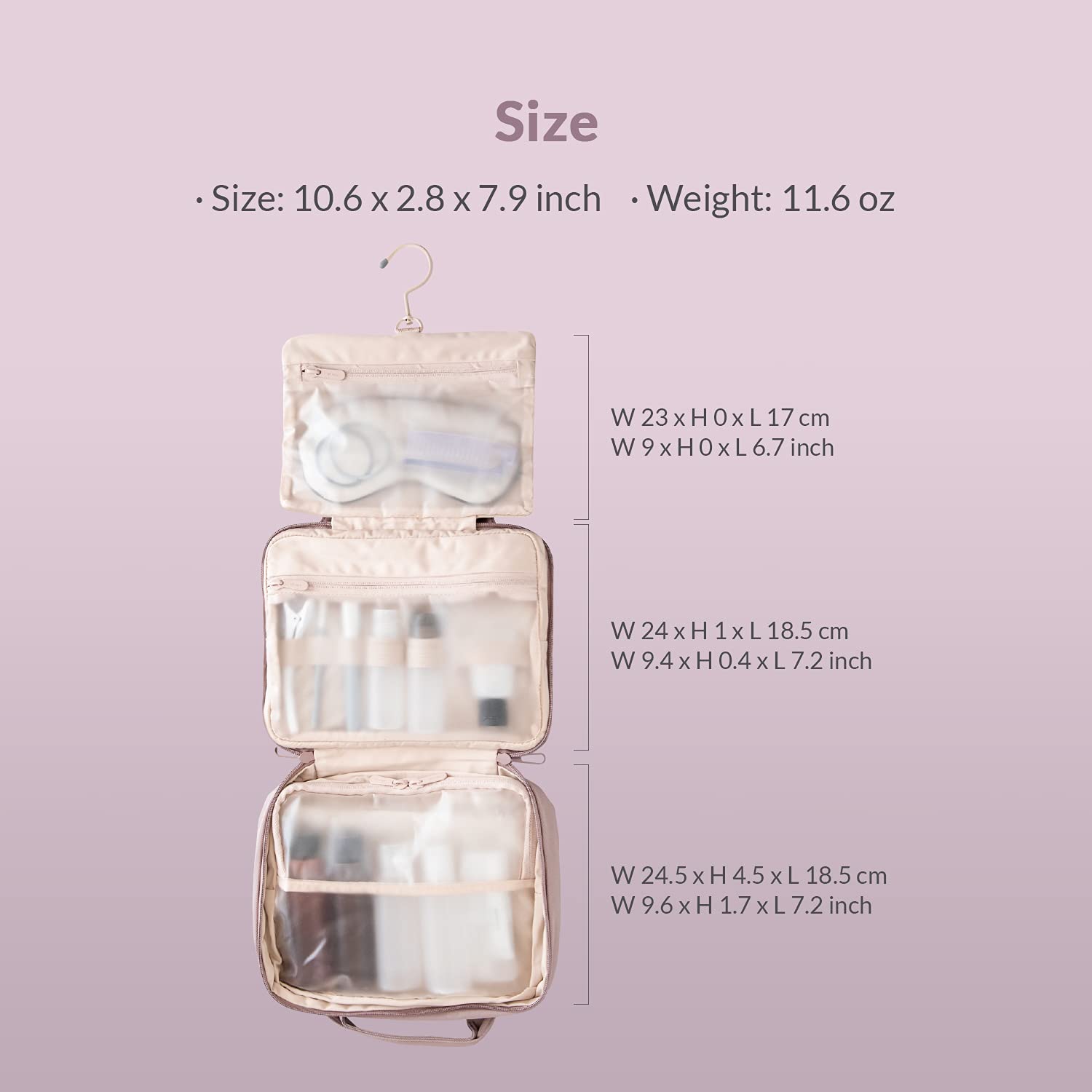 ELECOM Travel Toiletry Bag with Hanging Hook for Women and Men Water-repellent See-through Zippered Pockets Folds-up Makeup Organizer (BMA-OF04PU)