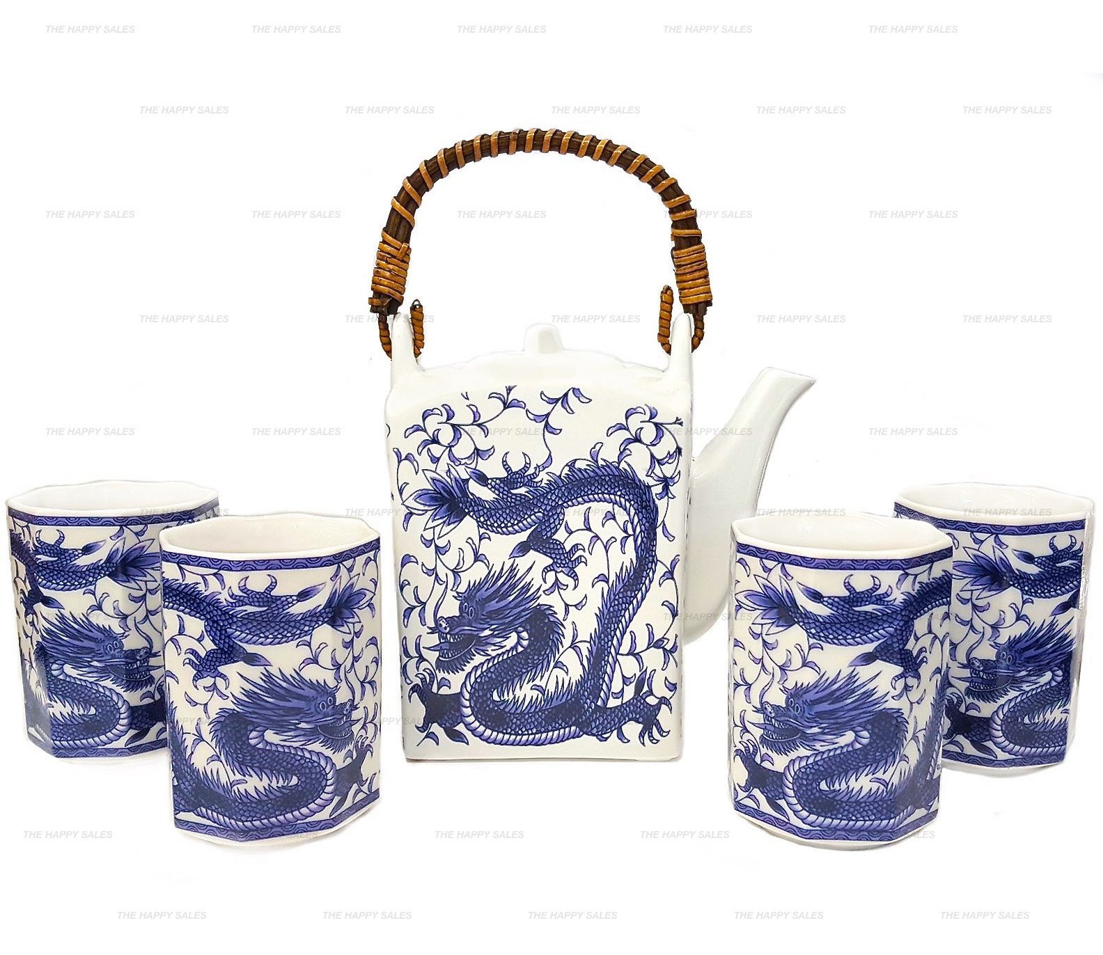 Happy Sales Japanese Porcelain Tea Set Imperial Dragon Blue