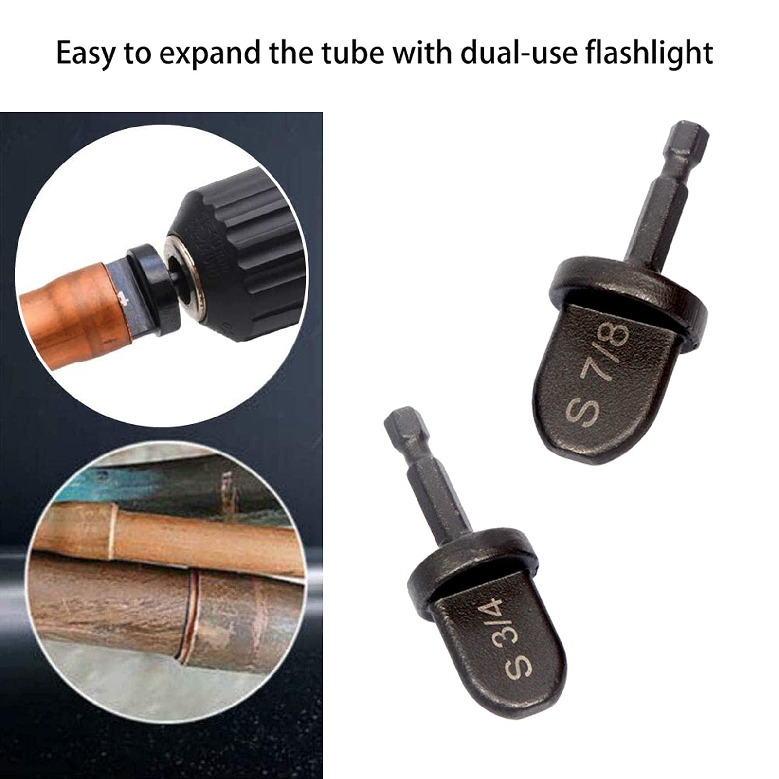 HVAC Repairing Set Air Conditioner Copper Tube Expander Swaging Tool Drill Bit Set Manual Copper Pipe Swage Tool Soft Copper Expander Tubing Tool with 1/4''， 3/8''，1/2''， 5/8''，3/4''，7/8''Bits