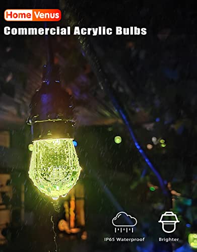 HVS Smart Outdoor String Lights LED 36Ft Color Changing RGBW Patio String Lights Infinite Connectable APP Control 2.4GHz WiFi Waterproof 18 Acrylic Work with Alexa Google for Party Outside Cafe