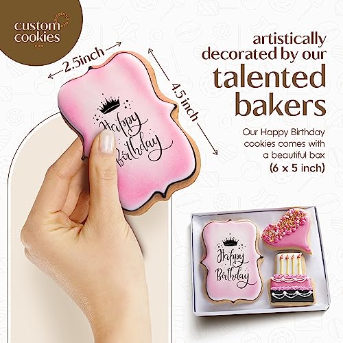 Custom Birthday Sugar Cookies in Gift Box - Kosher, Hand Decorated Treats for Women
