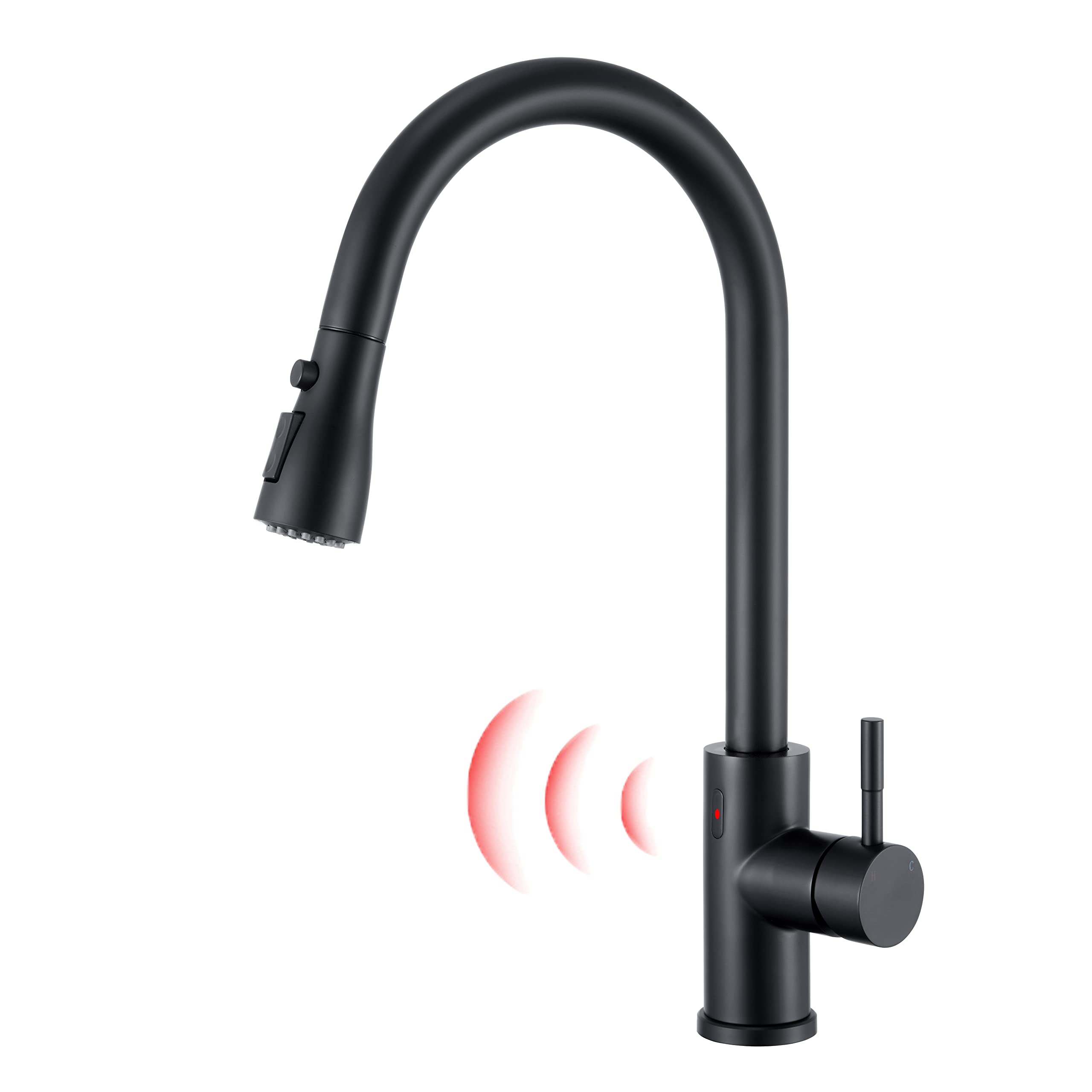 Gangang Touchless Kitchen Faucet with Pull Out Sprayer, Matte Black High Arc Single Handle Single Hole Commercial Kitchen Sink Faucet
