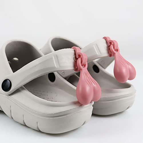 MSEHKM Shoe Nuts/Charms/Balls for your Crocs- Set of 2, Distinctive Funny Shoe Accessories, Noticeable Shoe Clips! Christmas Gifts! Interesting Birthday gift for Men! (Pink Nuts)