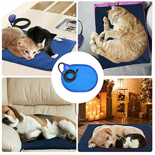 Pet Heat Pad for Cats Dogs Electric Heating Mat 40℃/104℉Constant Temperature Indoor Safety Waterproof Heated Pad Mat Bed with Chew Resistant Cord,Blue,33.5x44cm