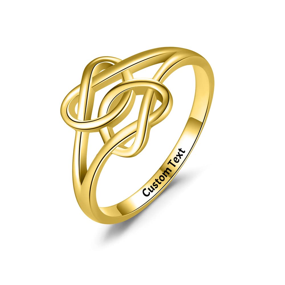 Double Heart Ring Love Rings for Women Friendship Knot Promise Women's Her Best Friends Personalized Engraved Custom Name Sterling Silver
