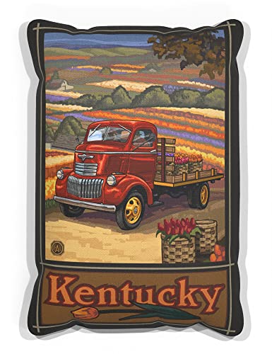 Kentucky Truck Canvas Throw Pillow for Couch or Sofa at Home & Office from Travel Artwork by Artist Paul A. Lanquist 13" x 19".