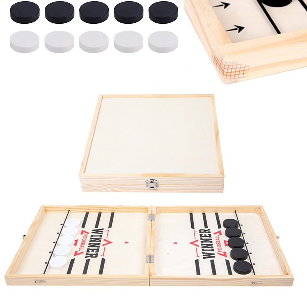 Fast Sling Puck Game Large Fast Sling Puck Game, Foosball Wooden Board Game for Kids and Family, Sling Puck Winner Board Games for Family, Birthday Gift, Large Size with L(23.6in*11.8in)