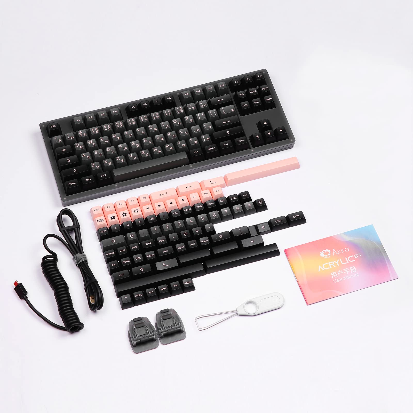 EPOMAKER AKKO ACR87 Black&Pink Hot Swappable RGB Wired 75% Mechanical Gaming Keyboard with Acrylic Translucent Case, Extra ASA PBT Keys Set for Mac/Win (AKKO CS Jelly Black Switch, ACR87 Black&Pink)