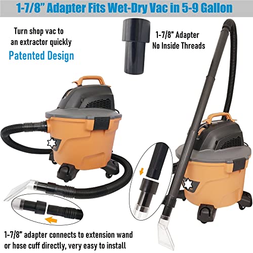 Happy Tree Universal Fits All Shop Vacs Clear Extraction Accessory Nozzle with 1-1/4" &1-7/8" & 2-1/2" Adapters for Auto Detailing, Shop Vac Extractor Attachment for 1-26 Gallon Wet Vacuum Cleaners