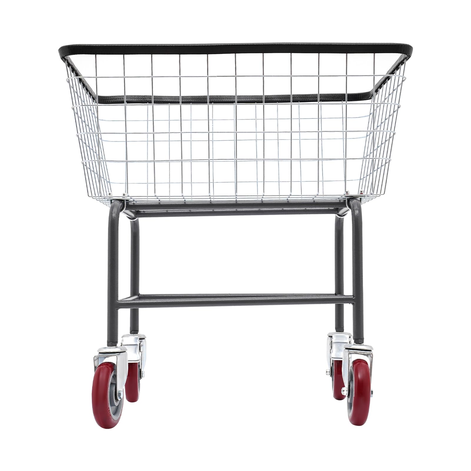 Laundry Cart,Steel Wire Laundry Cart,Laundry Basket With Wheels,Commercial Wire Laundry Basket Cart,Heavy Duty Laundry Cart for Laundry 20x15.7x26in (B)