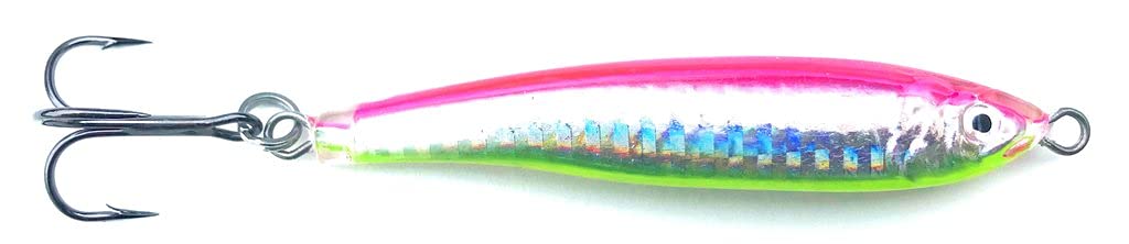 Epoxy Resin Fishing Jig Lure Pink/Yellow (2 inch / 0.5 Ounce) - Great for Striped Bass, Tuna and Other Game Fish