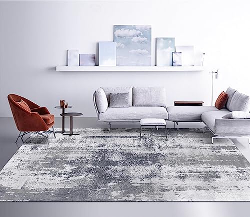 OMERAI Washable Rug 4'x6' Abstract Machine Washable Rugs Ultra-Thin Area Rugs for Living Room Non Slip Stain Resistant Modern Carpet for Bedroom Dining Room Office Kitchen Grey Rug Washable (Grey)