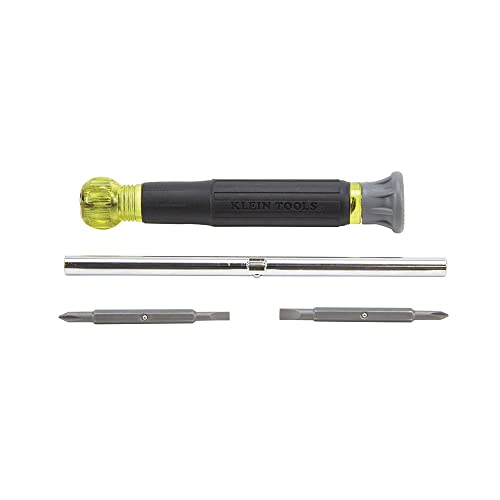 Klein Tools 32581 4-in-1 Electronics Screwdriver Set with Precision Machines Bits: 2 Slotted, 2 Phillips, and Cushion Grip Handles, 4-Piece