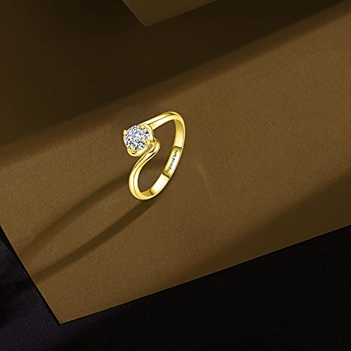 DIYA 4-Prong-Setting 1 Carat Moissanite Diamond Rings 14K Gold Plated Personalized Custom Engraved Anniversary Engagement Wedding Band Promise Rings for Her (10.0)