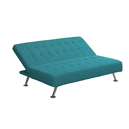 DHP Ariana Kids Sofa Futon, Converts from Futon to Bed for Kids, Teal