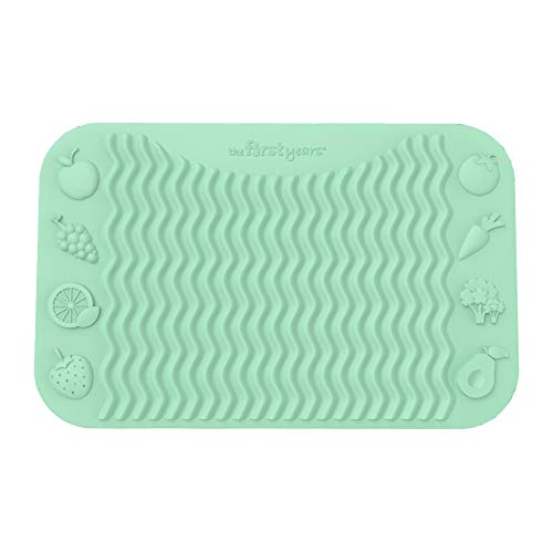The First Years SenseAbles Finger Foods Placemat – Silicone Feeding Mat for Baby High Chairs or Table - Dishwasher Safe – Mint