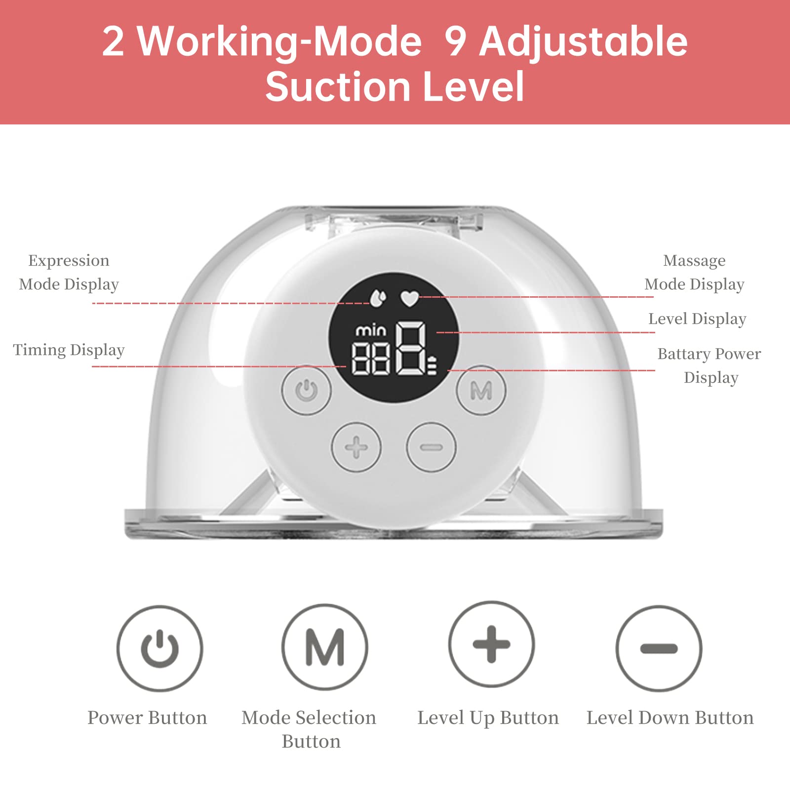 Wearable Breast Pump, S12 Double Hands Free Breast Pump, LCD Display, Low Noise & Painless, 2 Modes & 9 Levels Electric Breast Pump Portable, 24mm Flange, 2 Pack
