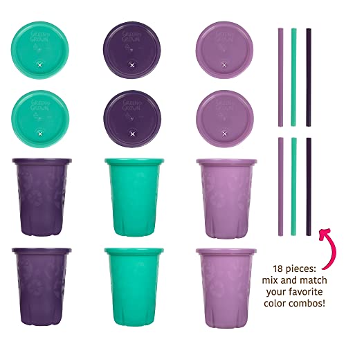 The First Years GreenGrown Reusable Spill-Proof Straw Cups β Toddler Straw Cup β 6 Pack β Purple/Teal